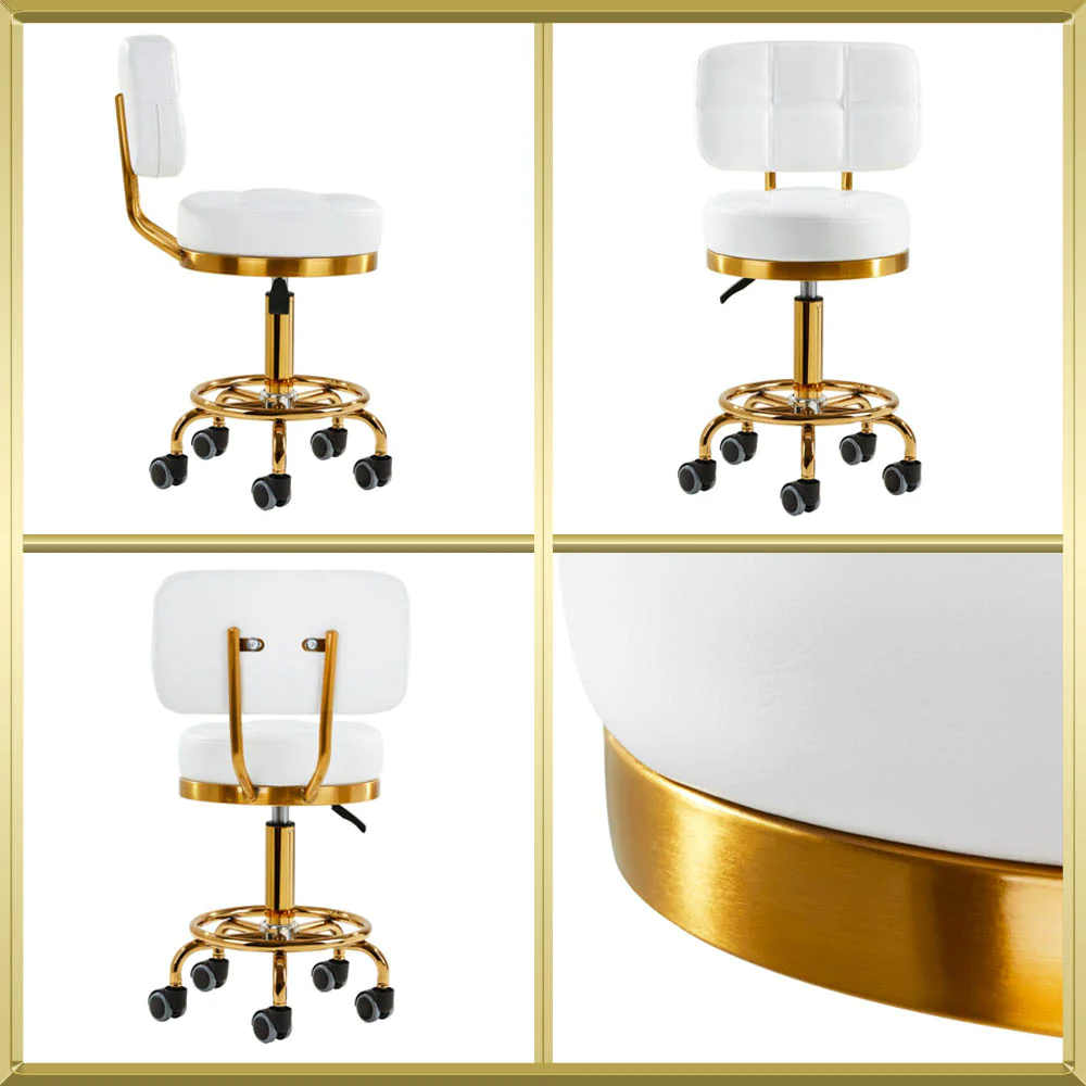 Tabouret de coiffure Blanc-Gold Royal AM-830 Qainzo Tabouret Pour Salon ...